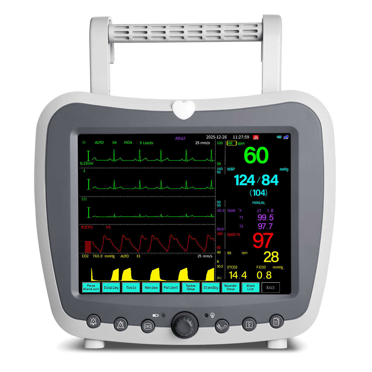 Vital Signs Patient Monitor with Printer & Touchscreen, Optional EtCO₂ ...