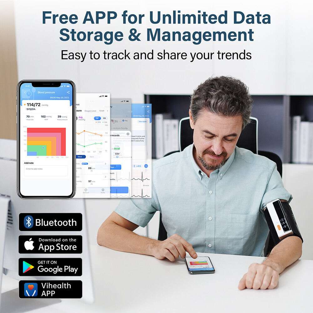 Wellue Portable Blood Pressure Monitor with EKG, Supporting AI ...