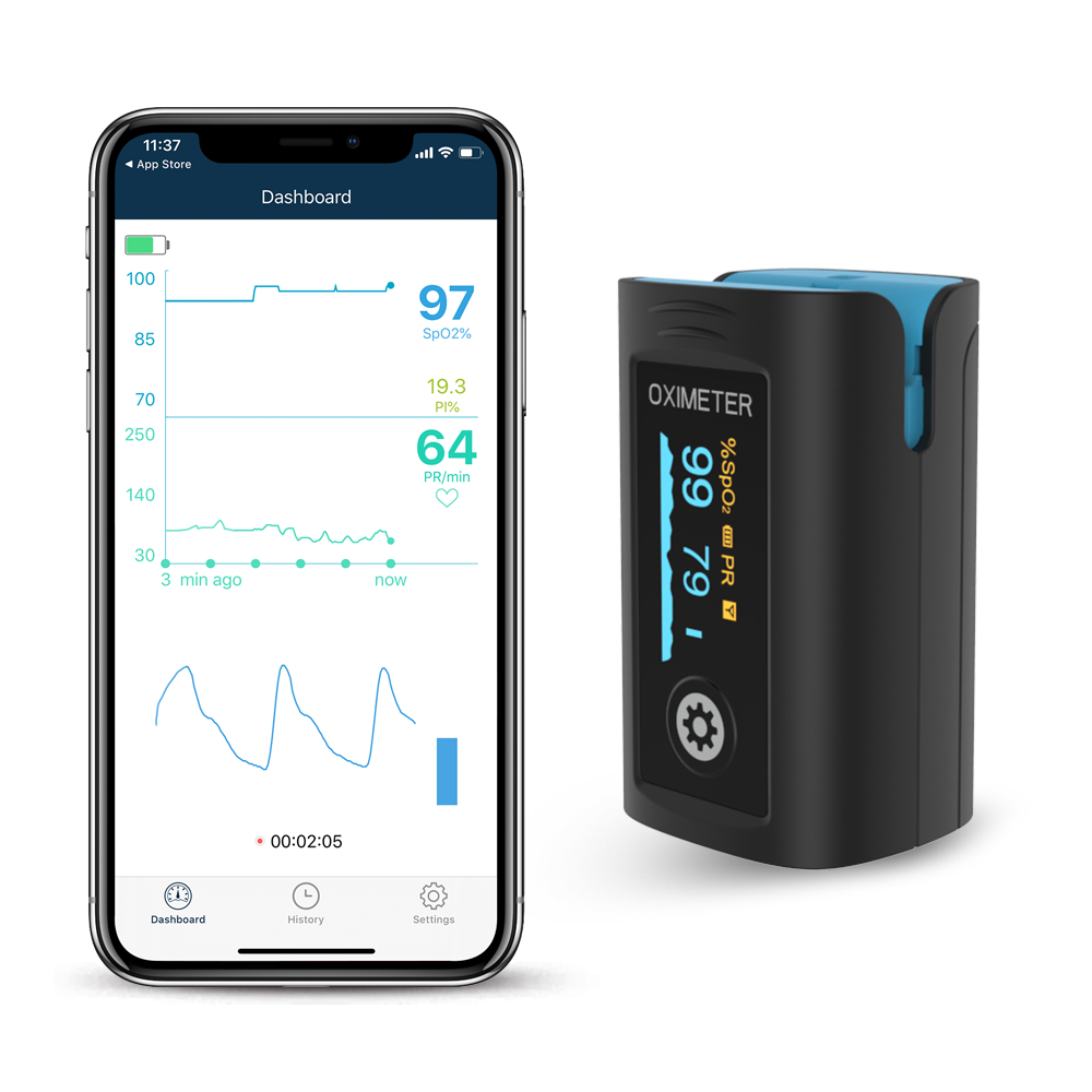 Wellue Bluetooth Wireless Fingertip Pulse Oximeter. iOS & Android APP ...